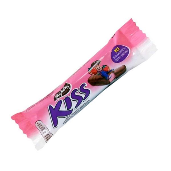 Kiss Strawberry Chocolate Bar 28g Pavlidis | Agora Greek Deli