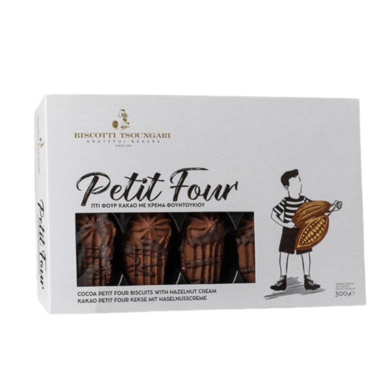 Petit Four Cocoa Biscuits with hazelnut 300g - Biscotti Tsoungari