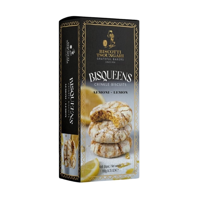 Bisqueens Lemon Crinkle Biscuits 180g Biscotti Tsoungari | Agora