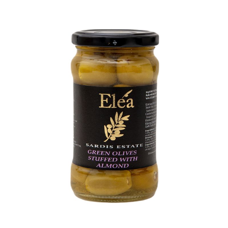 Elea Green Olives Stuffed with Almonds 314ml | Agora Greek Deli