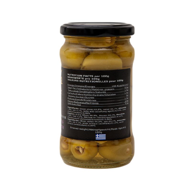 Elea Green Olives Stuffed with Almonds 314ml | Agora Greek Deli